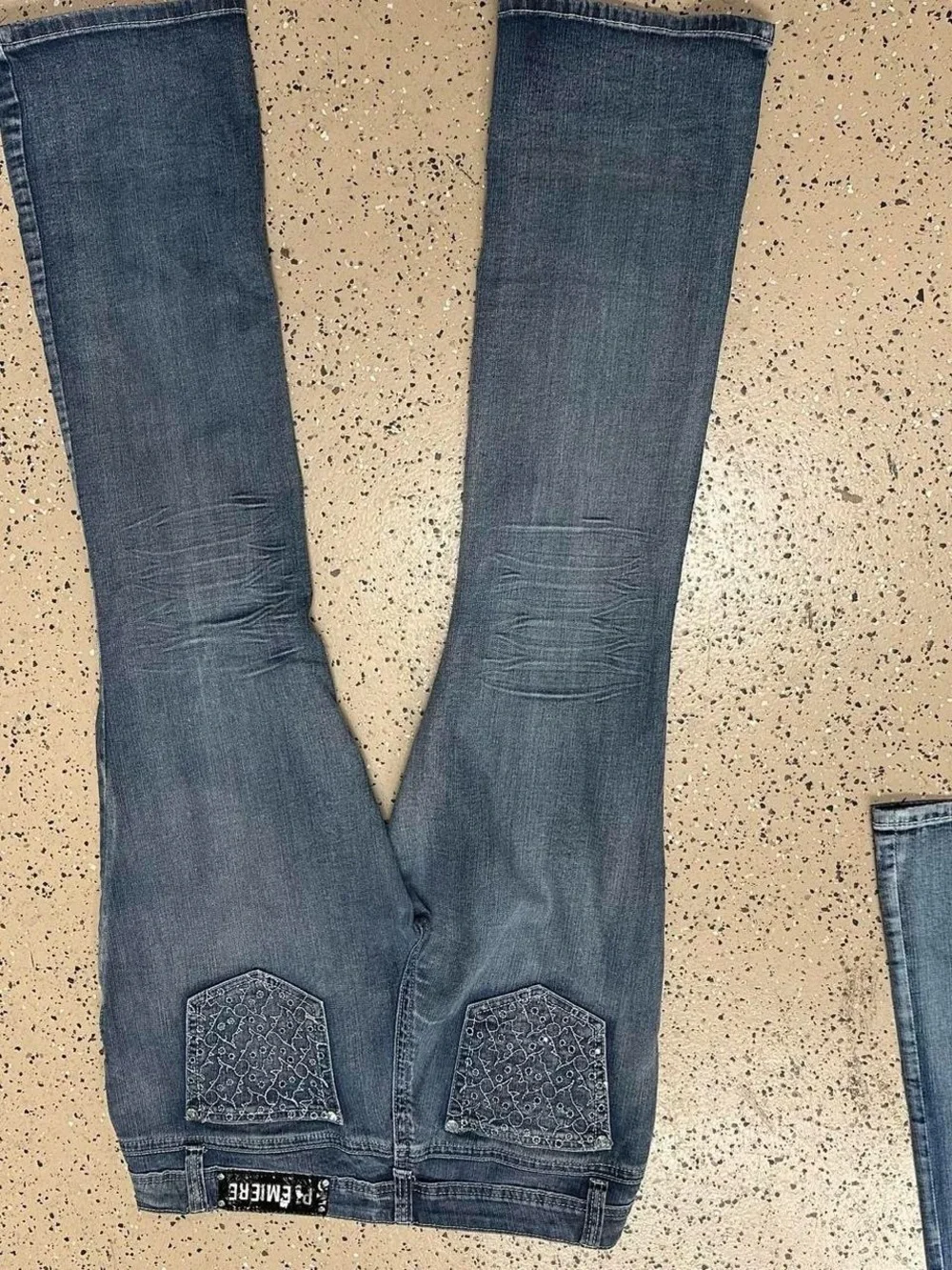 Premier | Jeans | Ripped Blue Low Rise Jeans With A Flared Leg | Poshmark